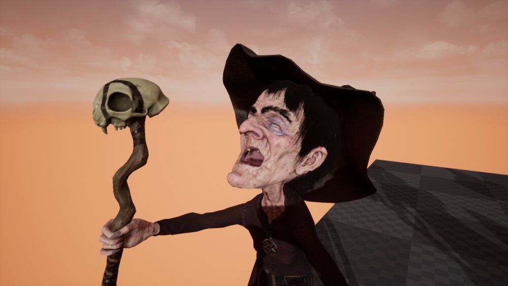 Witch Game Ready Character with Skull Staff 3D model - Download ...