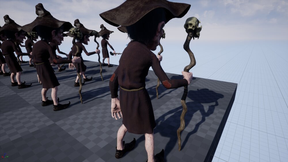 Witch Game Ready Character with Skull Staff 3D model - Download ...