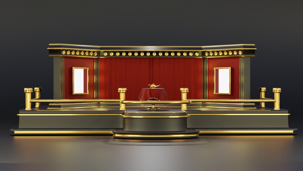Magic Show Premium Golden Event Stage and Set 3D model - Download Hall ...