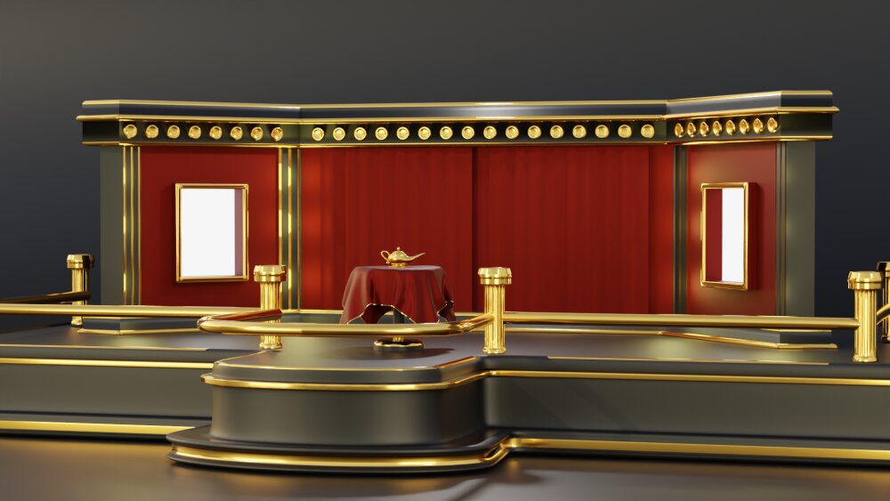 Magic Show Premium Golden Event Stage and Set 3D model - Download Hall ...