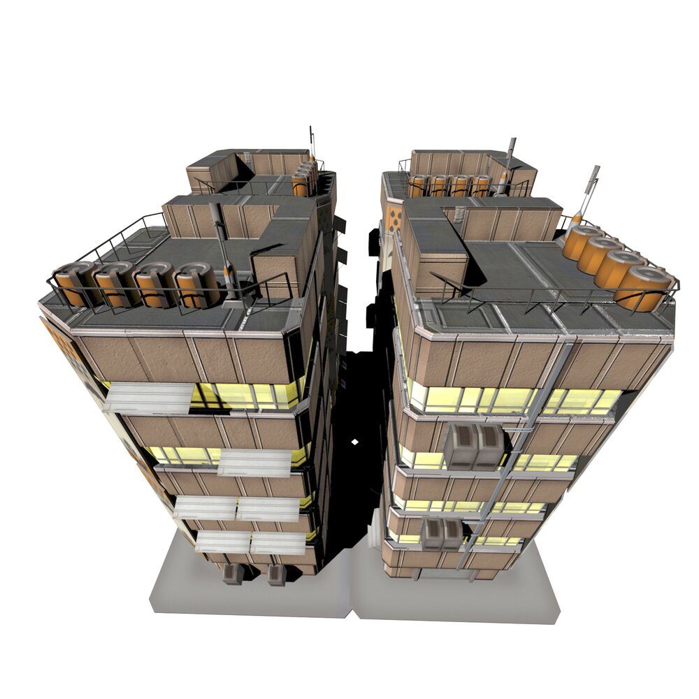 Futuristic Low Poly Apartment Building 3D model - Download Buildings on ...