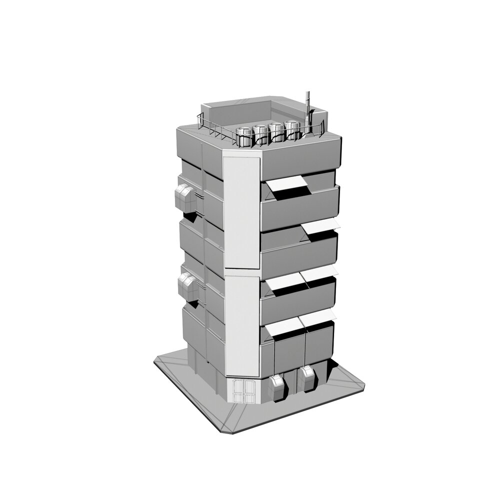 Futuristic Low Poly Apartment Building 3D model - Download Buildings on ...