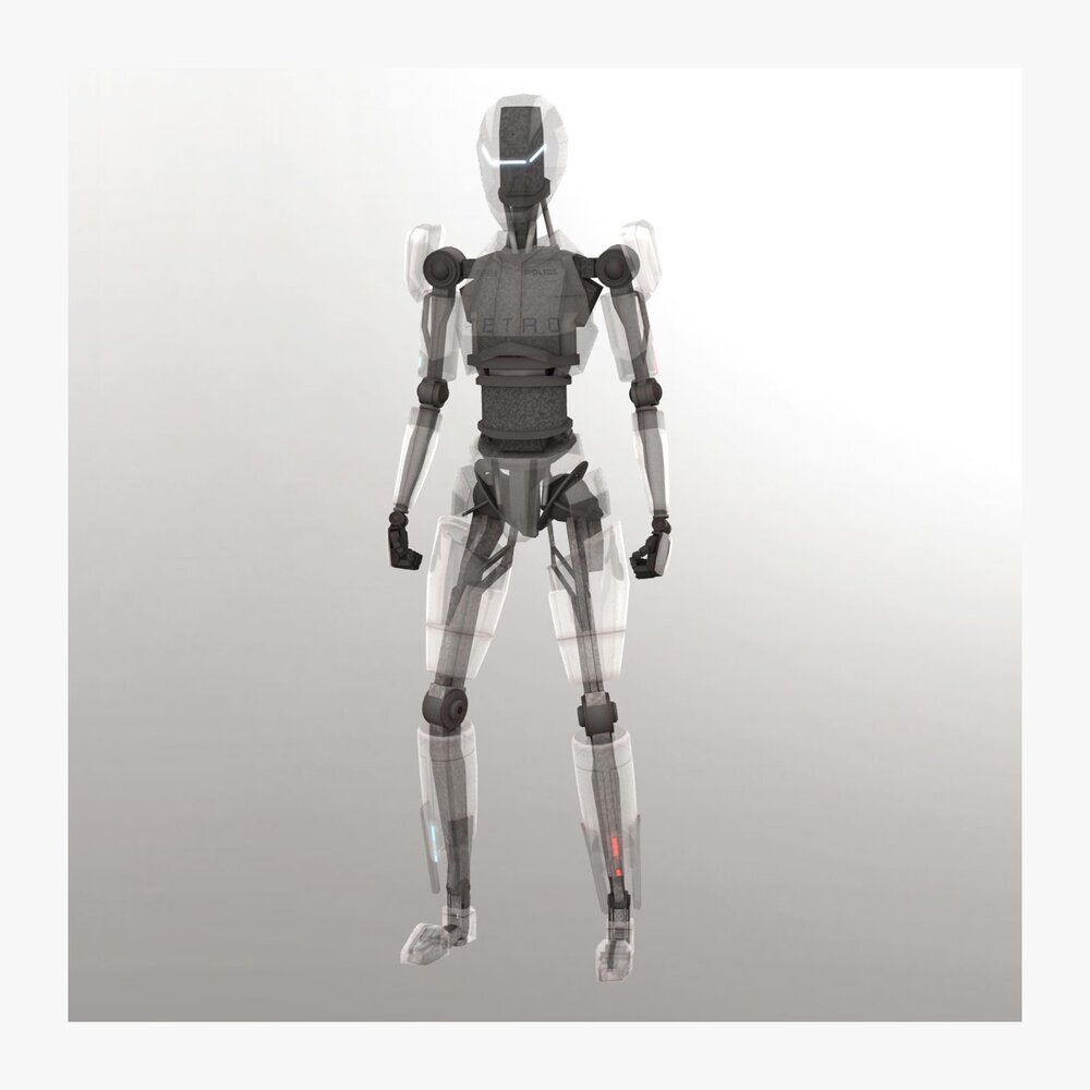 Police Android Robot Rigged 3D model - Download Robots on 3DModels.org