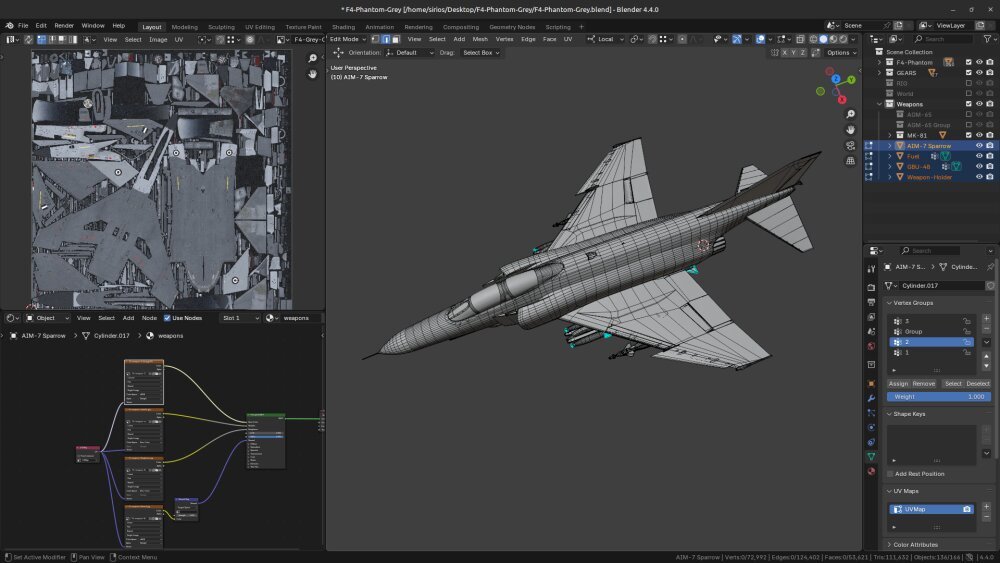 F4 Phantom 2 – Grey Texture – Fully Rigged – Changeable Decal 3D model ...
