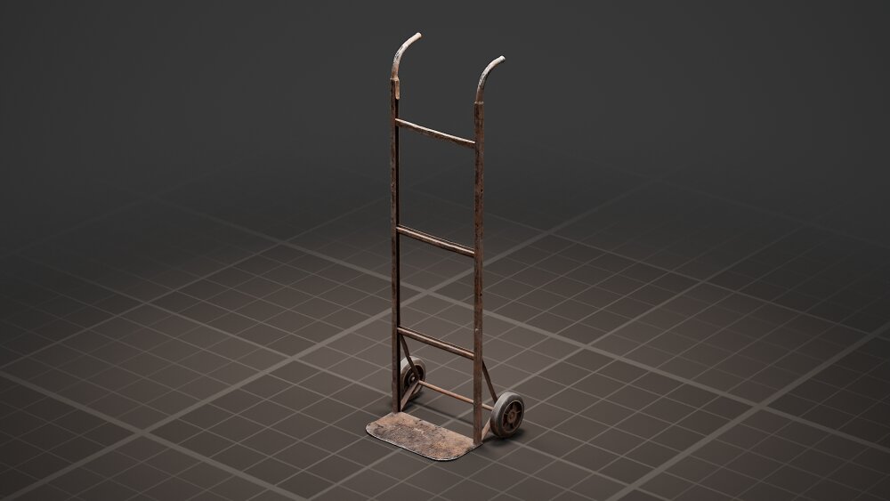Old Rusty Metal Warehouse Hand Truck Cart Dolly 3D-Modell ...