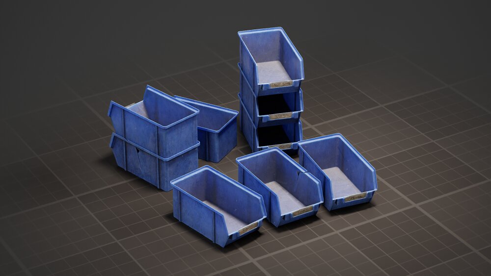 Stackable Blue Plastic Storage Bins – Parts Organizer Trays 3D模型 - 下载 ...