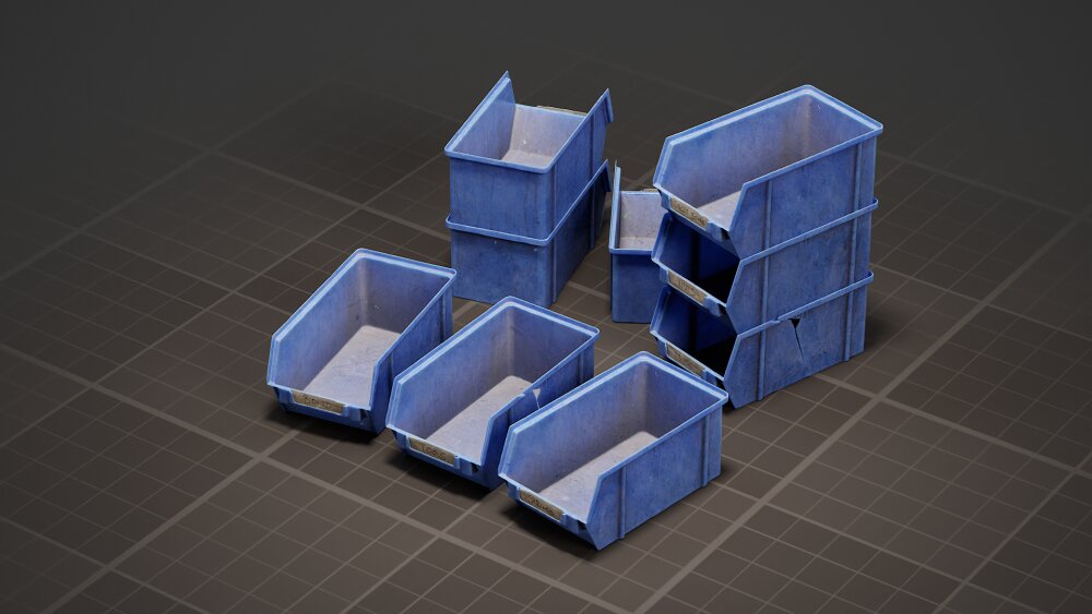 Stackable Blue Plastic Storage Bins – Parts Organizer Trays 3D模型 - 下载 ...