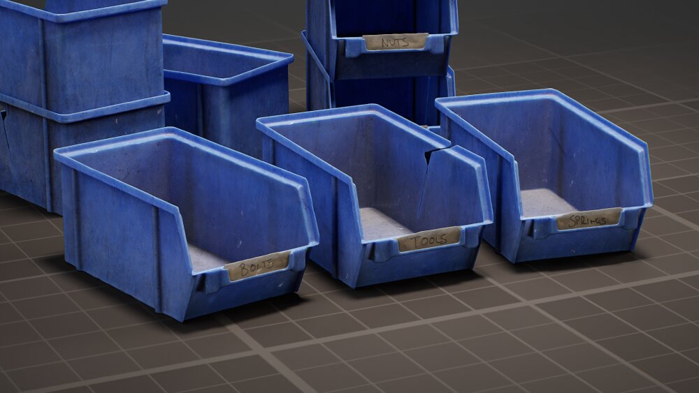 Stackable Blue Plastic Storage Bins – Parts Organizer Trays 3D模型 - 下载 ...