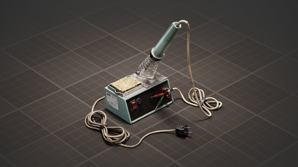 Retro Soldering Iron with Stand 3D模型 - 下载 工具 on 3DModels.org