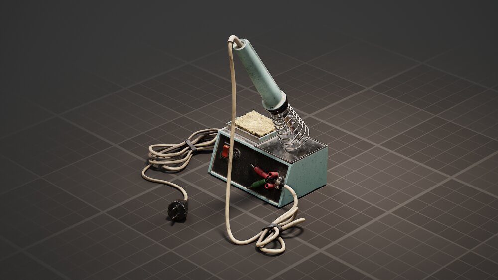 Retro Soldering Iron with Stand 3D模型 - 下载 工具 on 3DModels.org