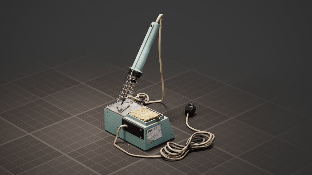 Retro Soldering Iron with Stand 3D模型 - 下载 工具 on 3DModels.org