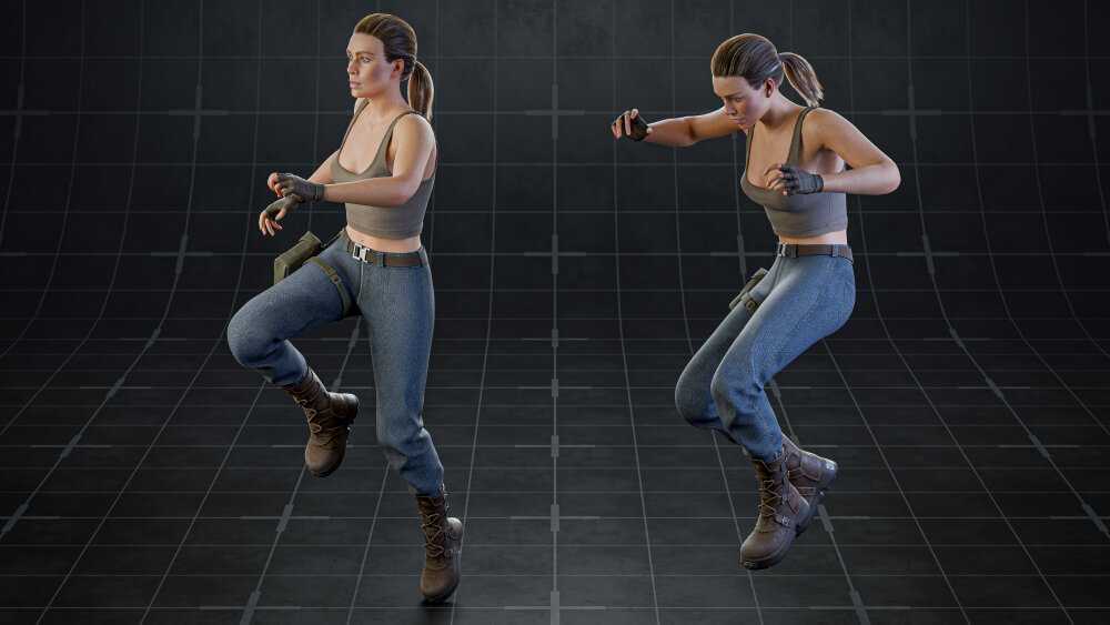 Female Survivor Realistic Low-poly Game Character 3D model - Download ...