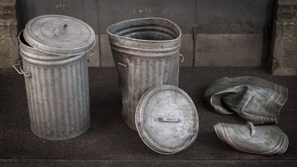 Realistic Trash Bins – Game Ready Props Pack 3D model - Download Street ...