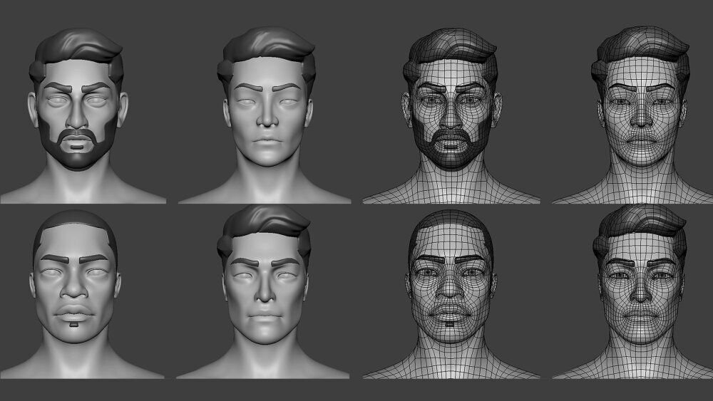 4 Male Race – Topology Uv Map 3D model - Download People on 3DModels.org