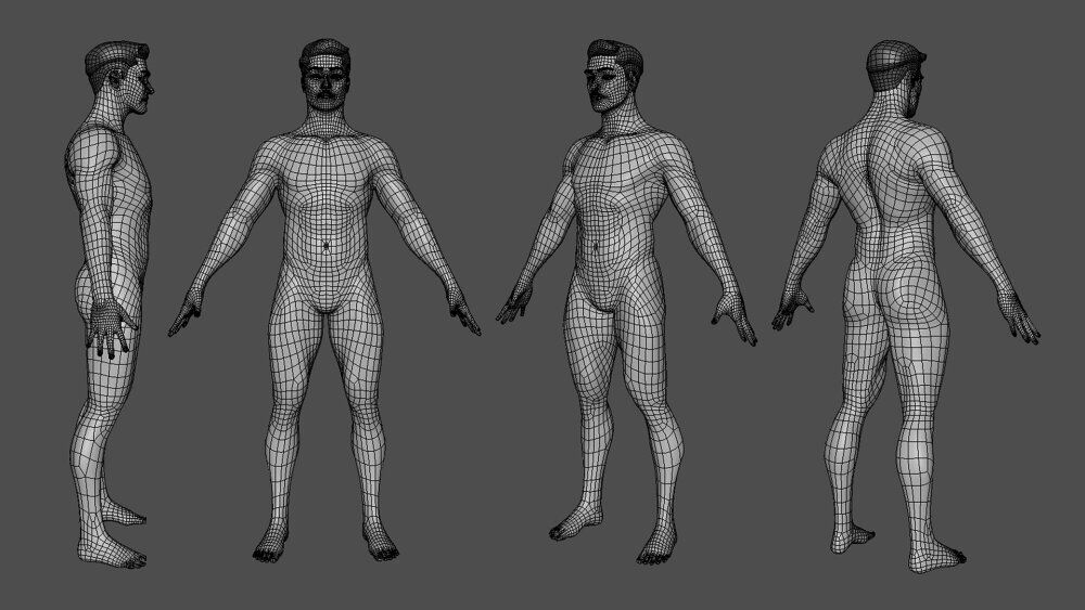 4 Male Race – Topology Uv Map 3D model - Download People on 3DModels.org