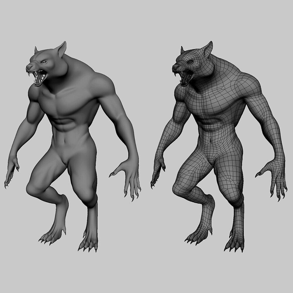 Werewolf – Topology Uv Map 3D 모델 - 다운로드 신화 생물 on 3DModels.org