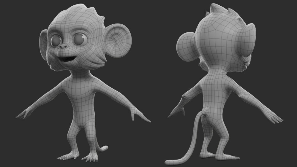 Cartoon Monkey – Topology Uv Map 3D model - Download Cartoon characters ...