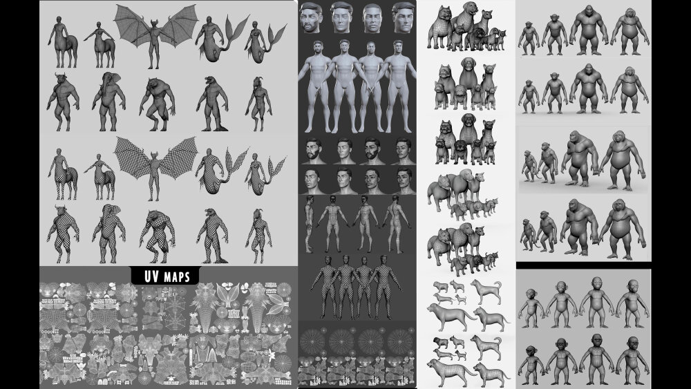 Ultimate Basemesh Collection – Topology Uv Map 3D model - Download ...