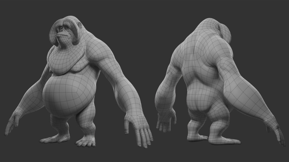 Primate Pack – Cartoon Stylized Gorilla Monkey Chimpanzee Orangutan 3D ...