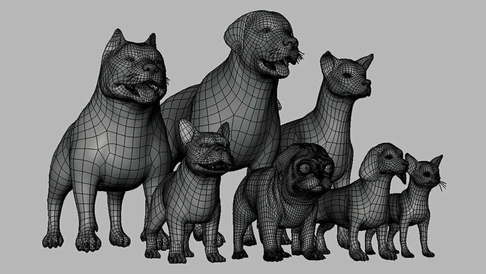 7 Dogs Pack 3D model - Download Mammals on 3DModels.org