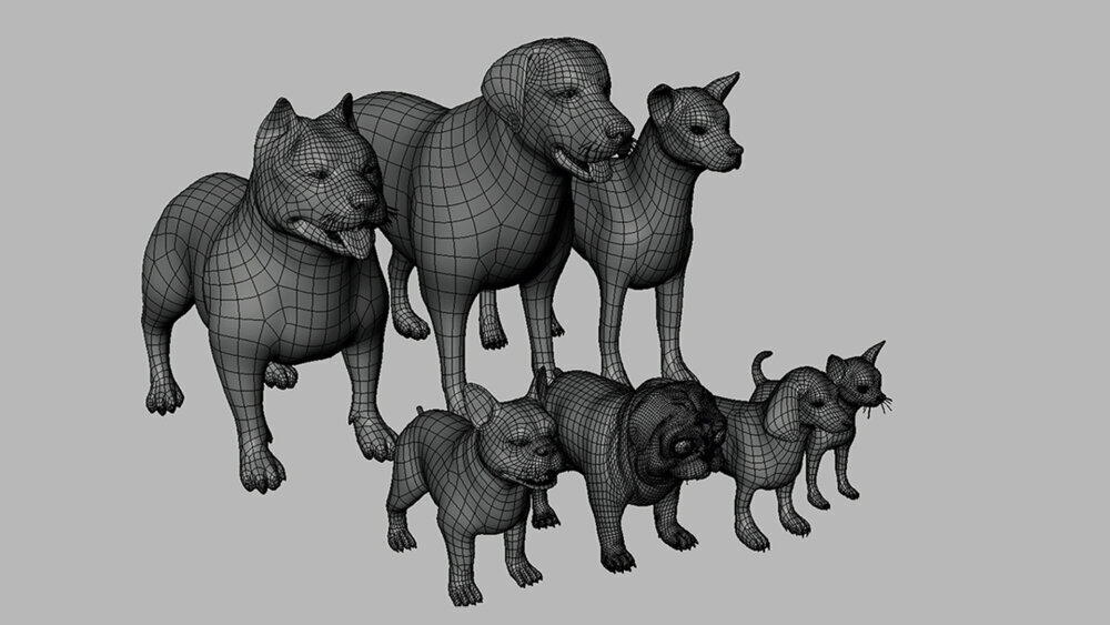 7 Dogs Pack 3D model - Download Mammals on 3DModels.org