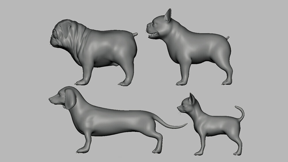 7 Dogs Pack 3D model - Download Mammals on 3DModels.org