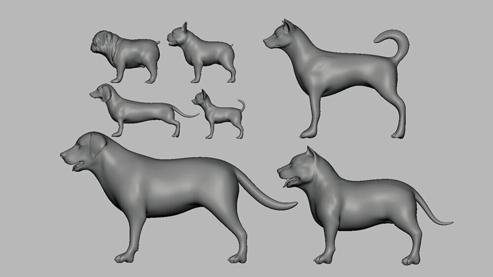 7 Dogs Pack 3D model - Download Mammals on 3DModels.org