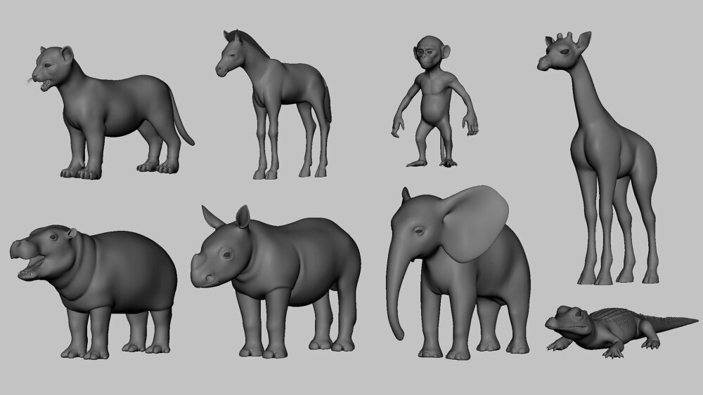 8 Wild Animal Baby Modelo 3D - Baixar Mamíferos no 3DModels.org