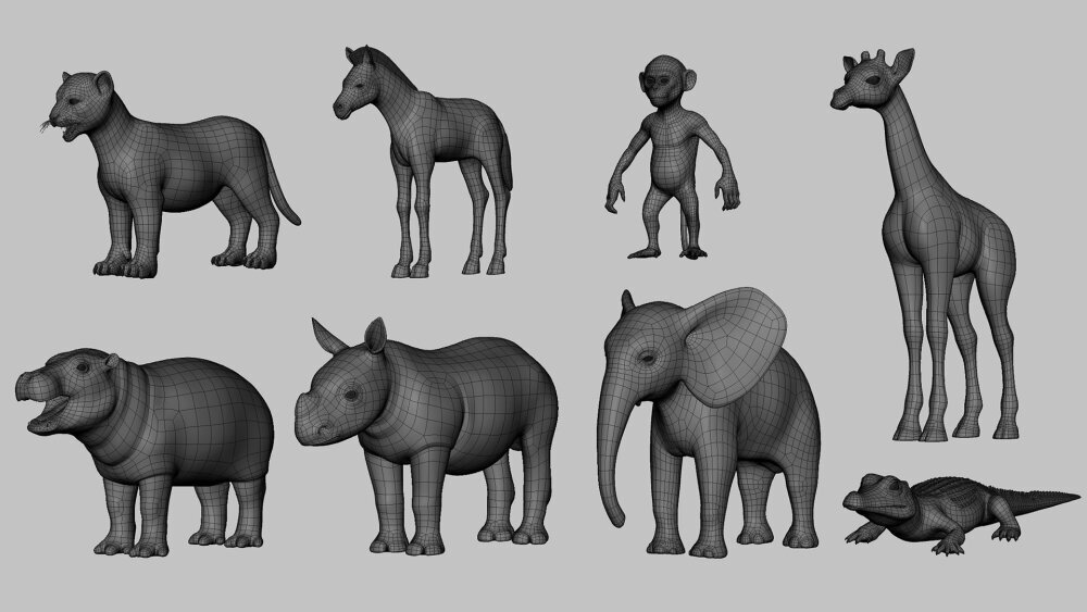 8 Wild Animal Baby 3D 모델 - 다운로드 포유류 on 3DModels.org