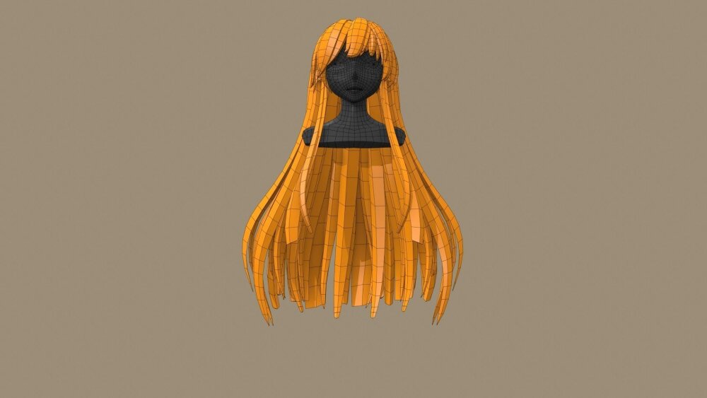 Long Hair with Side Bangs and Layered Cut 3D model - Download Cartoon ...