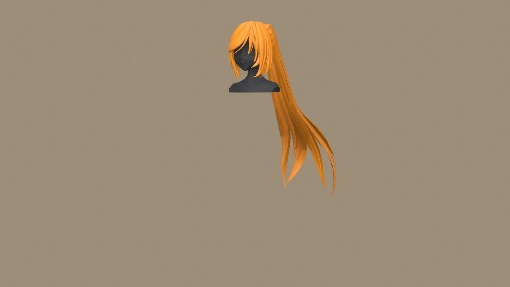 Long Anime Hair with Side Part and Layered Strands 3D model - Download ...