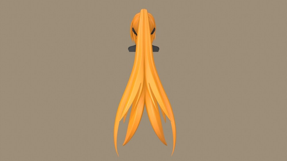 Long Anime Hair with Side Part and Layered Strands 3D model - Download ...