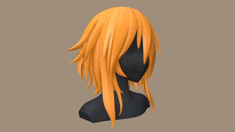 Anime-Style Hair with Layered Spikes 3D model - Download Cartoon ...