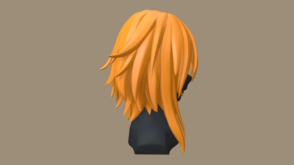 Anime-Style Hair with Layered Spikes 3D model - Download Cartoon ...