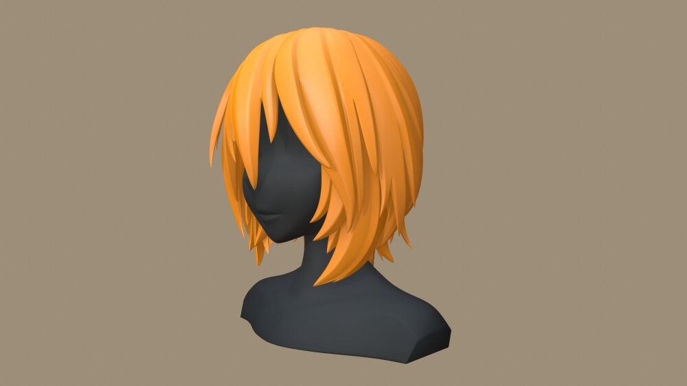Layered Short Hair with Bangs 3D model - Download Cartoon characters on ...