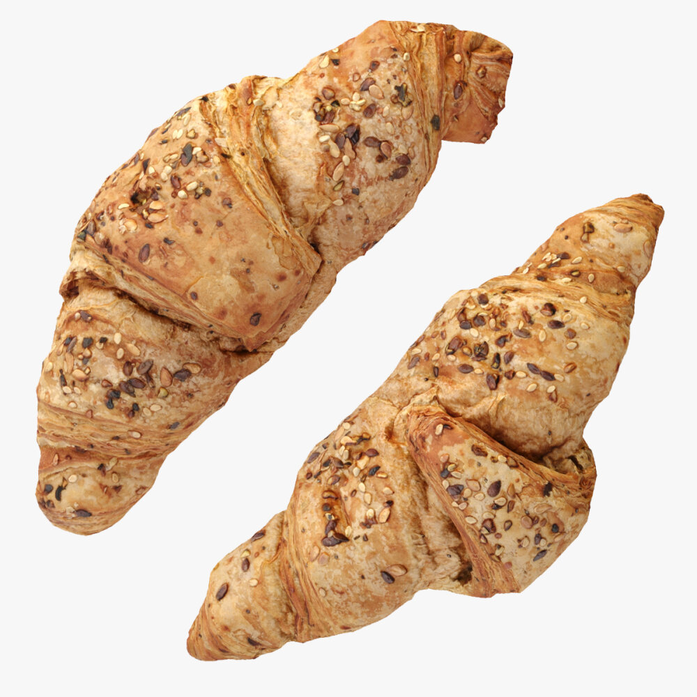 Multigrain Croissants 3D model - Download Dairy, Bakery on 3DModels.org
