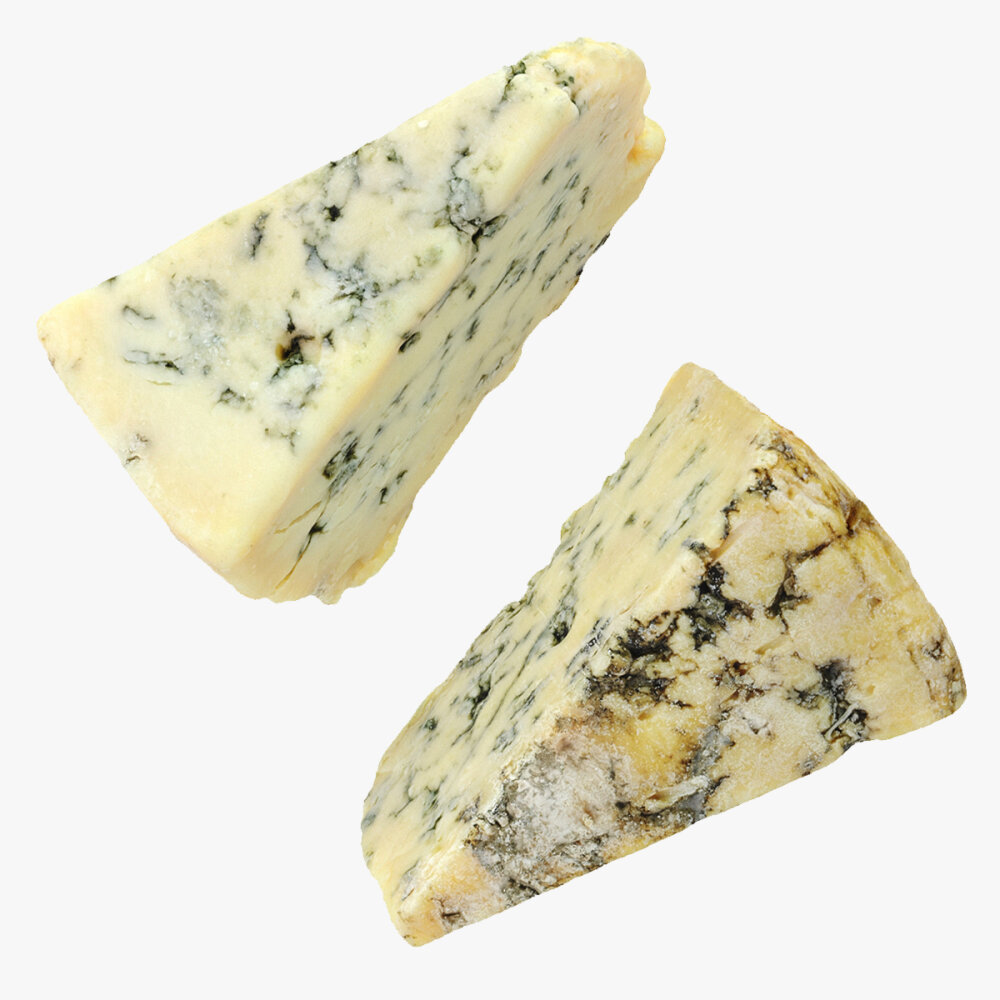 Two Wedges of Blue Veined Cheese 3D model - Download Dairy, Bakery on ...