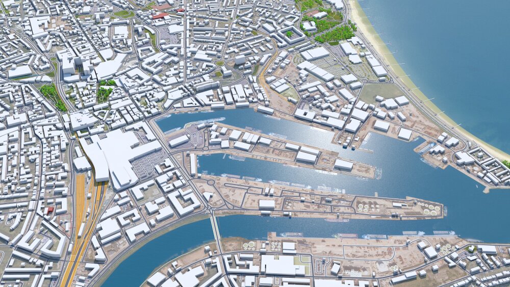 Aberdeen City Scotland 40km 3D 모델 - 다운로드 도시 건 on 3DModels.org