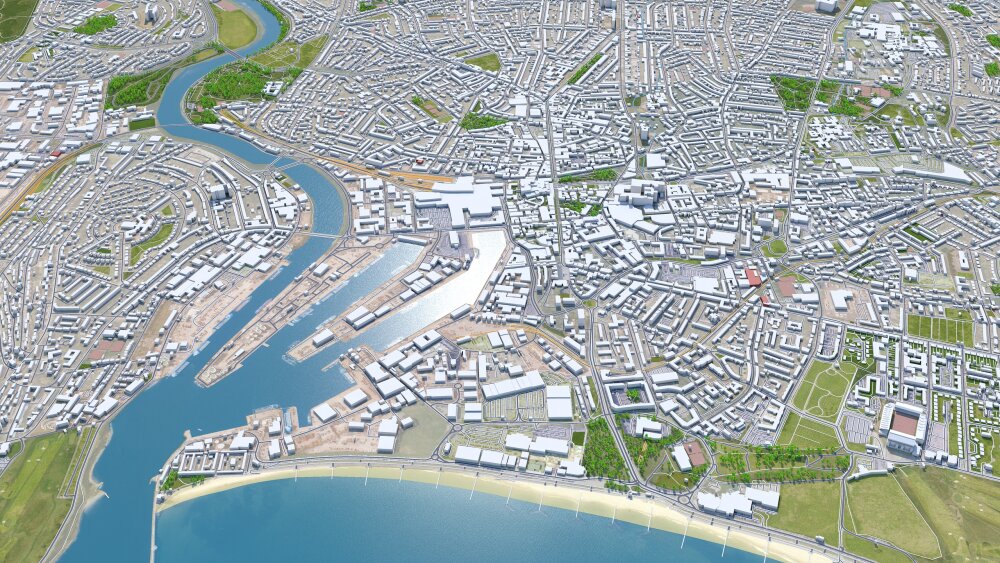 Aberdeen City Scotland 40km 3D 모델 - 다운로드 도시 건 on 3DModels.org