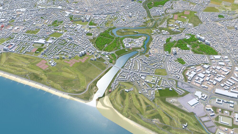 Aberdeen City Scotland 40km 3D 모델 - 다운로드 도시 건 on 3DModels.org