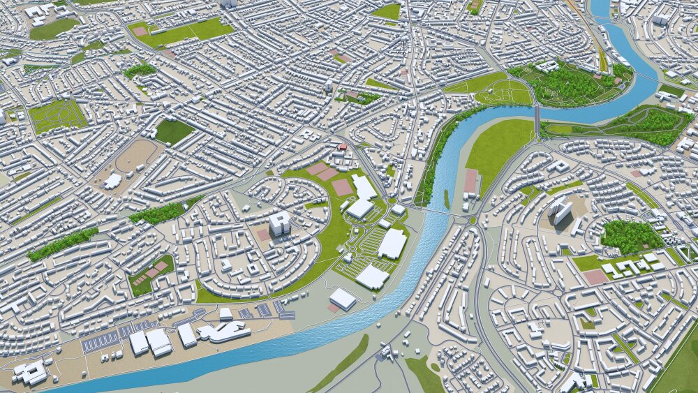 Ciudad de Aberdeen Escocia 40km Modelo 3D - Descargar Ciudad on ...