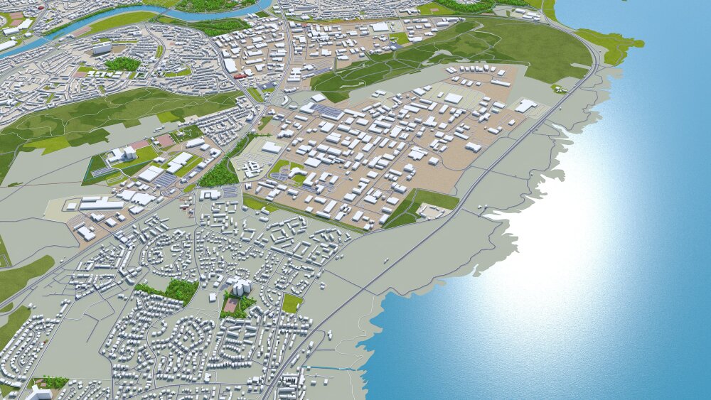 Aberdeen City Scotland 40km 3D 모델 - 다운로드 도시 건 on 3DModels.org