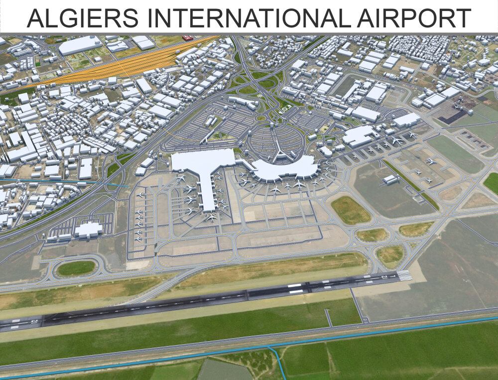 Algiers International Airport Houari Boumediene 20km 3D model ...
