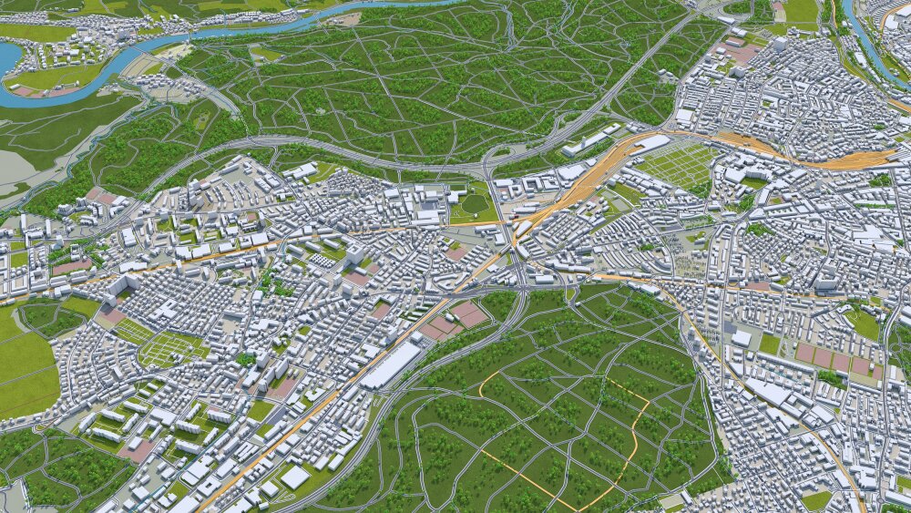 Bern Switzerland 35km 3D model - Download City on 3DModels.org
