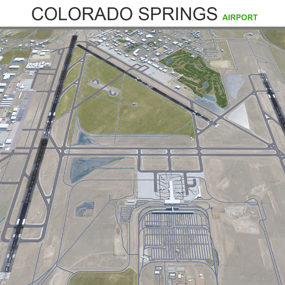 Colorado Springs Airport 12km 3D 모델 - 다운로드 Infrastructure Buildings on ...