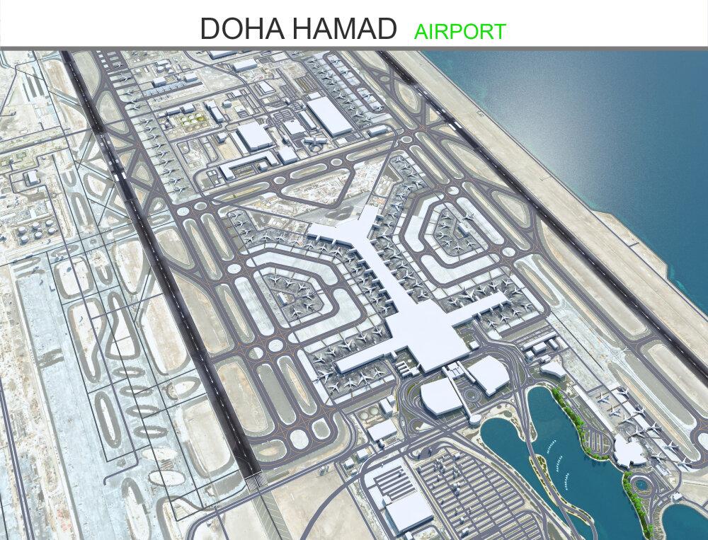 Doha Hamad Airport 12km 3D 모델 - 다운로드 Infrastructure Buildings on ...