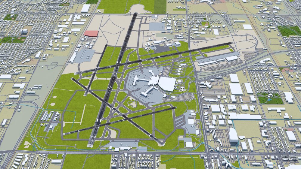 General Mitchell International Airport 10km 3D model - Download ...