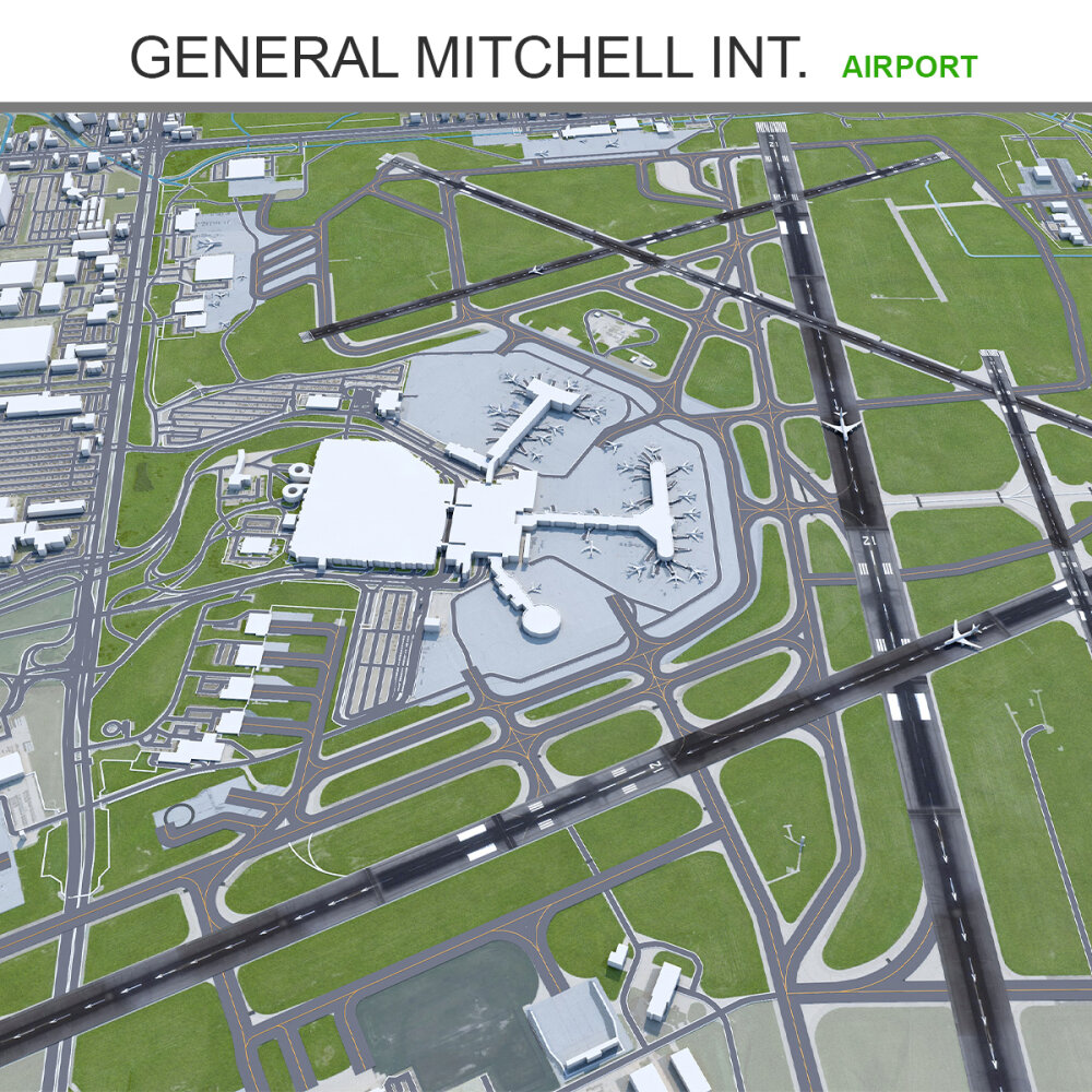 General Mitchell International Airport 10km Modèle 3D - Télécharger ...