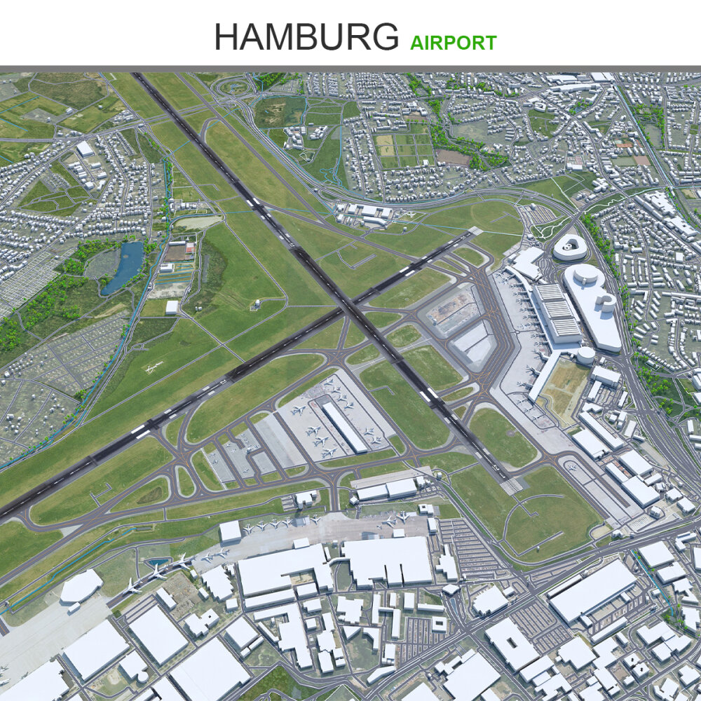 Hamburg Airport 10km Modelo 3D - Descargar Infrastructure Buildings on ...