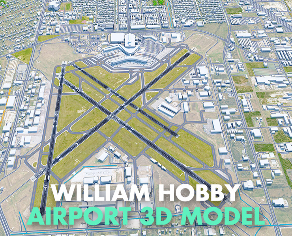 Houston William Hobby Airport 10km 3D model - Download Infrastructure ...